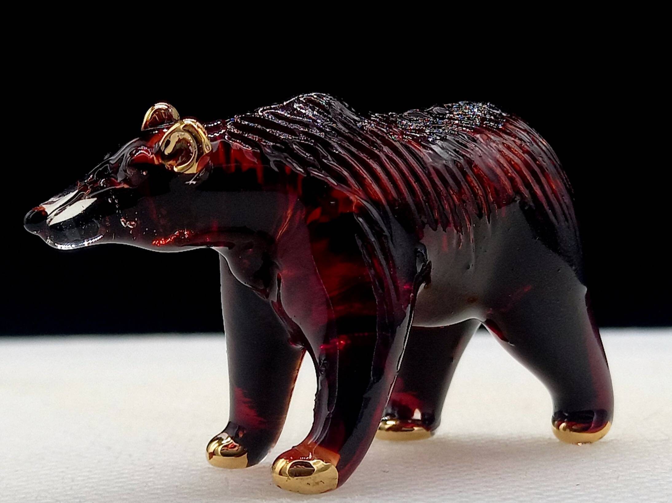 Handmade Brown Bear Glass Blown Figurine Tiny Bear Glass - Etsy