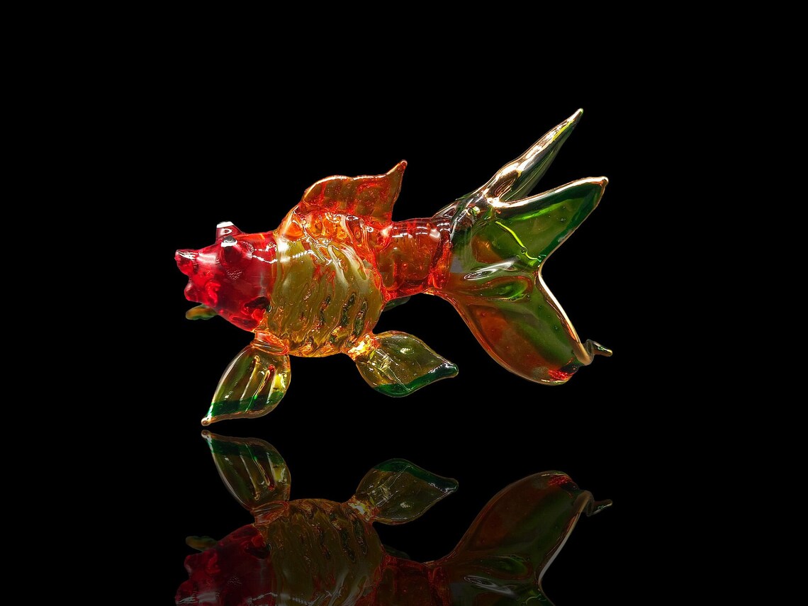Tiny Goldfish Glass Blown Figurine , Rainbow Goldfish - Etsy