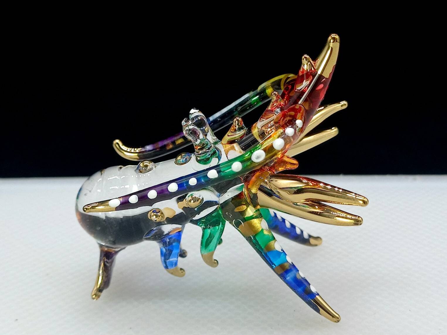 Lobster Glass Figurine - Tiny Lobster Glass Miniature, Mini Colorful ...