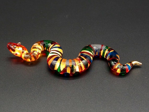 Tiny Python glass blown figurine rainbow python Glass Art Glass ...