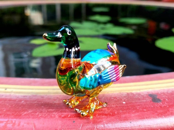 Tiny Duck Glass Blown Figurine Colorful Duck | Etsy