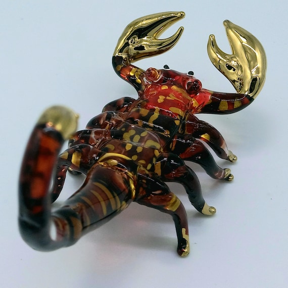 Scorpion Glass Blown Scorpion Figurine Red Scorpion Decor | Etsy