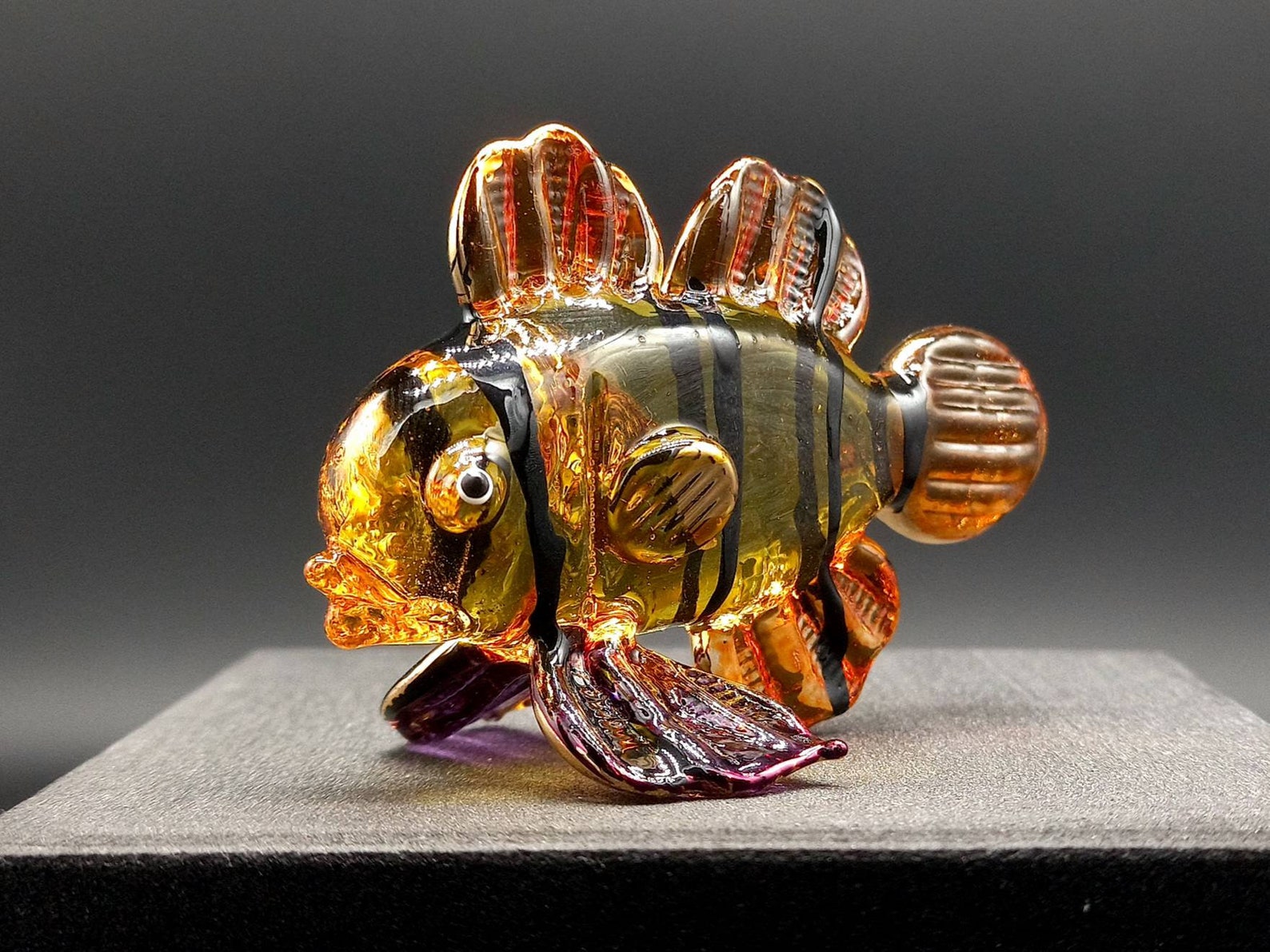 Handmade Crown Fish Glass Blown Figurine - Tiny Fish Glass Statue/tiny ...