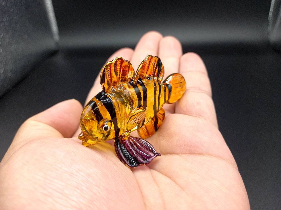 Handmade Crown Fish Glass Blown Figurine Tiny Fish Glass | Etsy