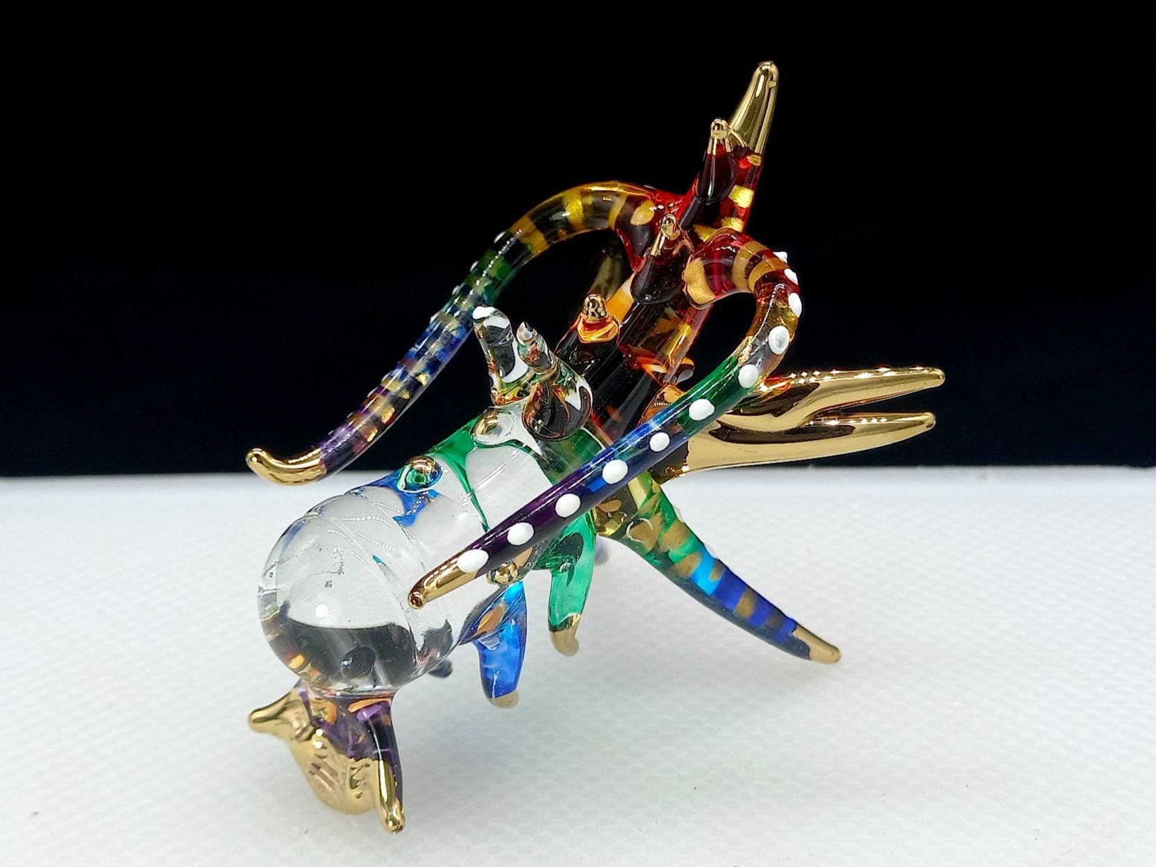 Lobster Glass Figurine - Tiny Lobster Glass Miniature, Mini Colorful ...