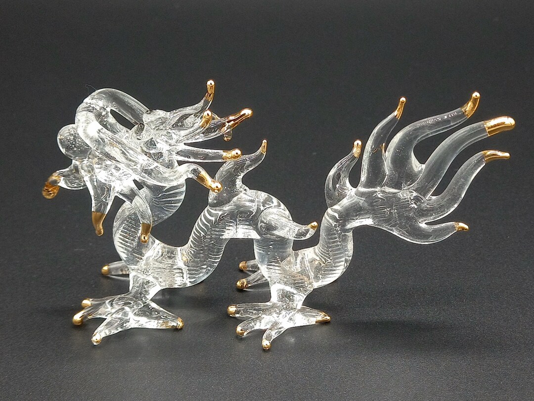 Tiny Asian Dragon Glass Blown Figurine , Clear Asian Dragon - Etsy