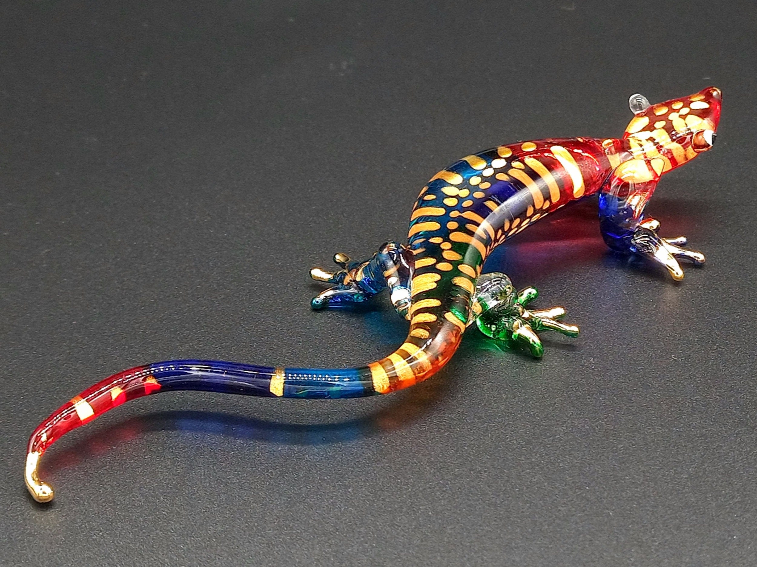 Tiny Lizard Glass Blown Figurine Red Head Lizard - Etsy