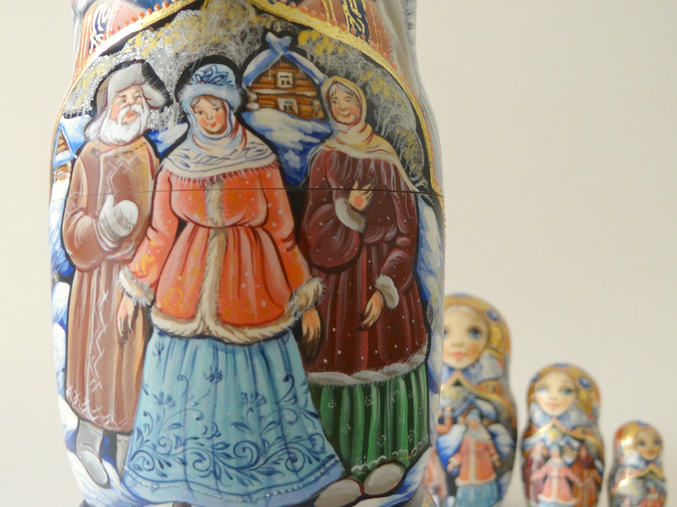 Snow Maiden. Nesting Doll. Hand-painted Matryoshka. Set of 5 - Etsy