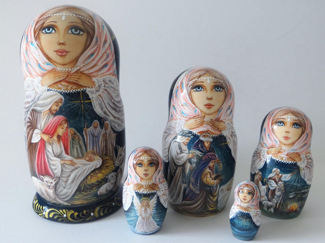 Nativity. Nesting Doll / Matryoshka Set of 5 russian Collection ...