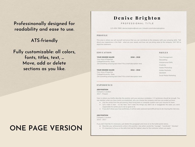 AST Friendly Resume for Word Applicant Tracking System | Etsy