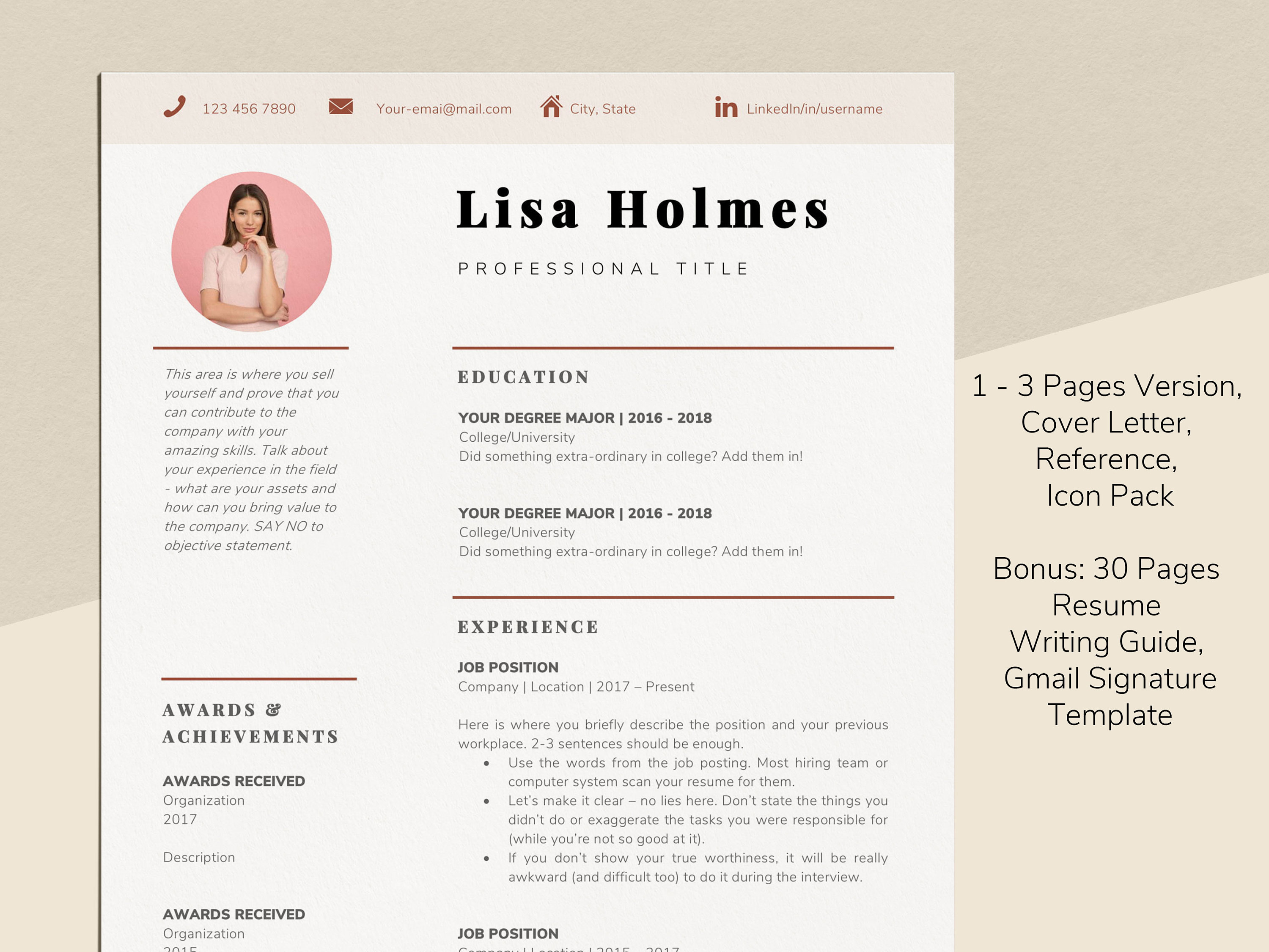 Female Resume Template Clean Resume Template Modern Resume - Etsy 日本