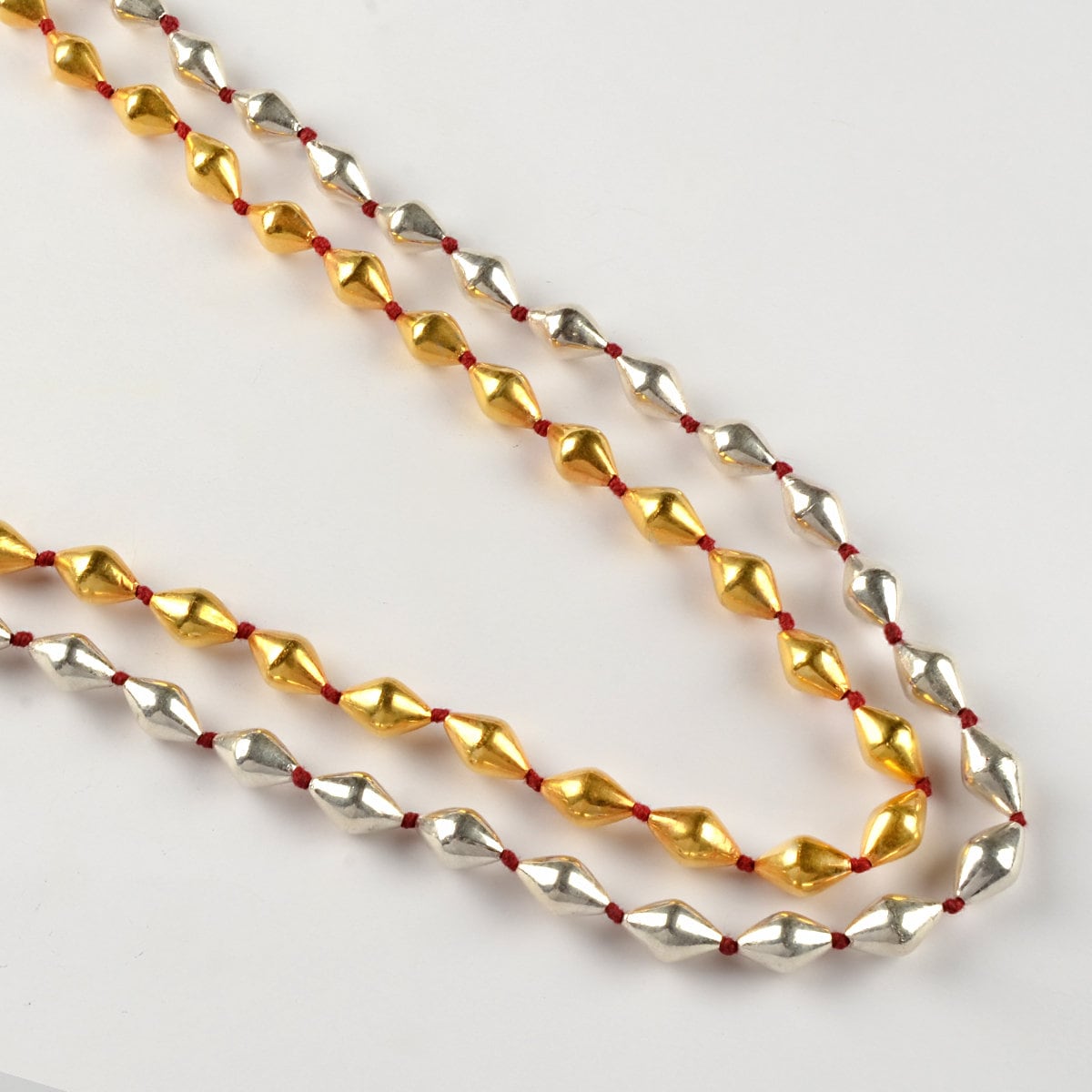 Silver Dholki Necklace, Silver Dholki Mala Two Strands Dholki Mala, 925 ...