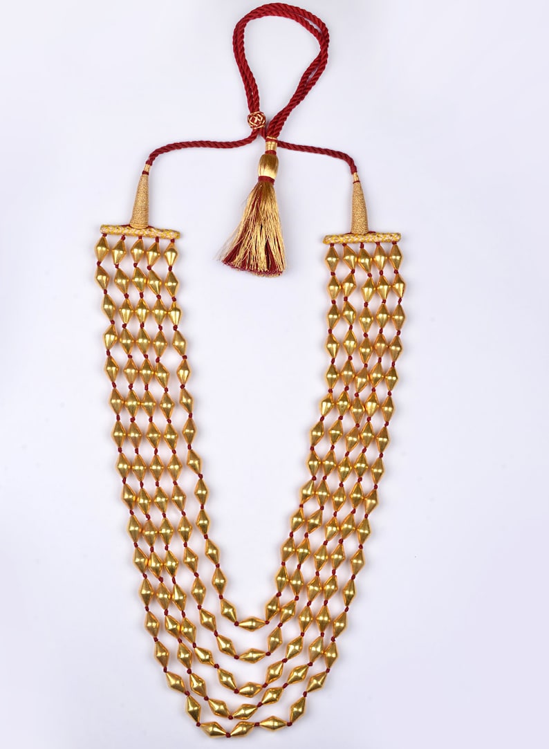 Dholki Necklace, Silver Dholki Mala, Five Strands Dholki Necklace, 925 ...