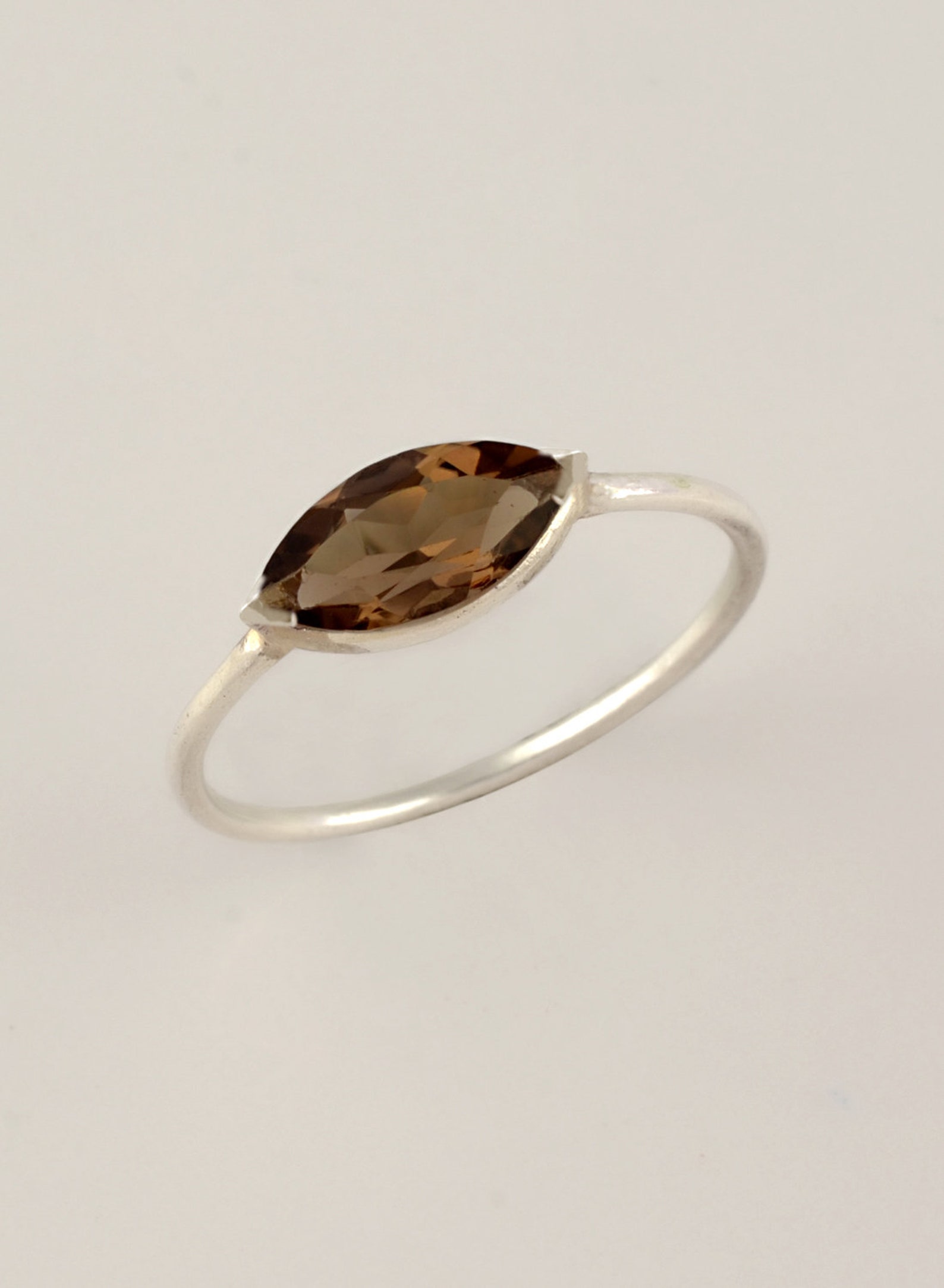 Smokey Quartz Ring Brown Stone Ring Solitaire Stacking Ring - Etsy
