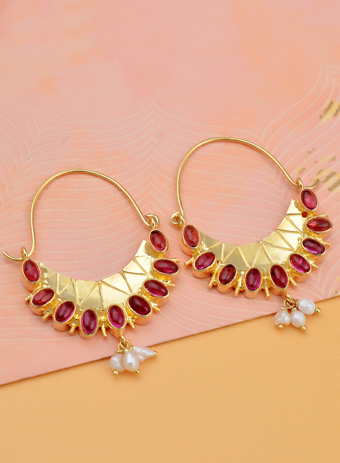 Silver Chand Bali Earrings, Pearl Earrings, Pearl Chand Bali, Pearl ...