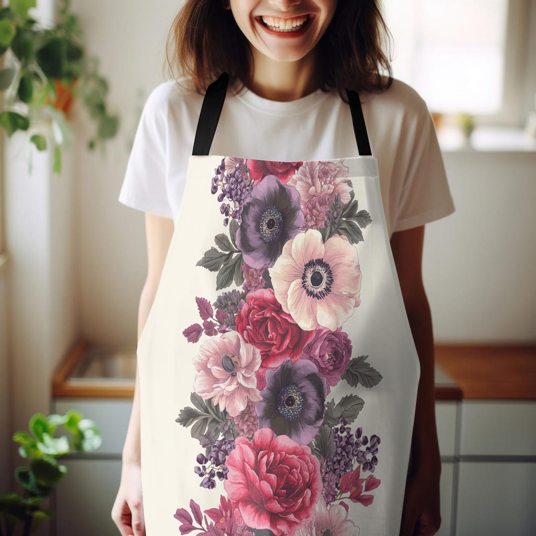 Floral Apron Multi-sizes for Adults and Kids, Elegant Flower Design ...