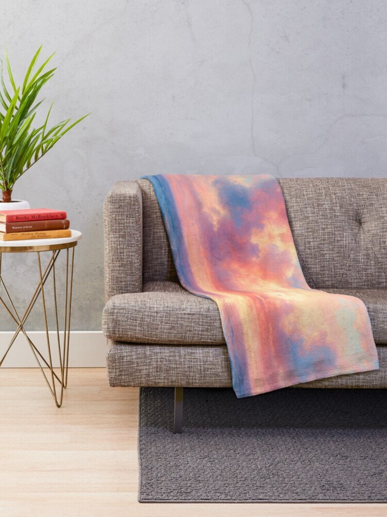 Sunset Beach Blanket - Vibrant Ocean and Sky Print - Cozy and Warm ...