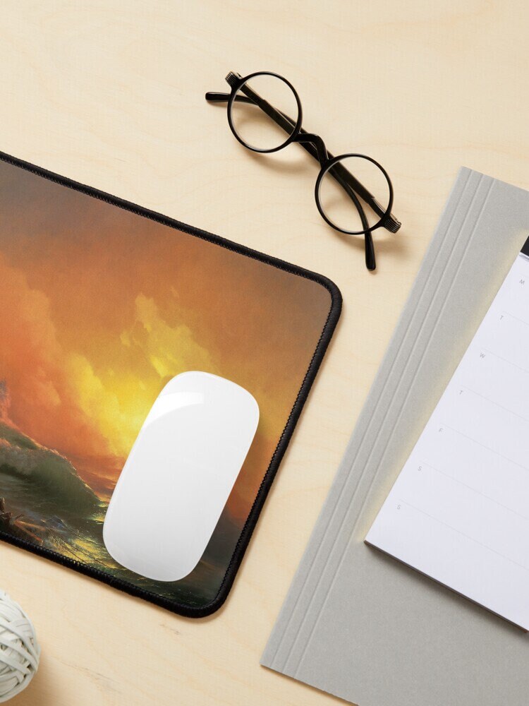 Mouse Pad, Ivan Aivazovsky the Ninth Wave, Sunset, Boat, Mousepad, Desk ...