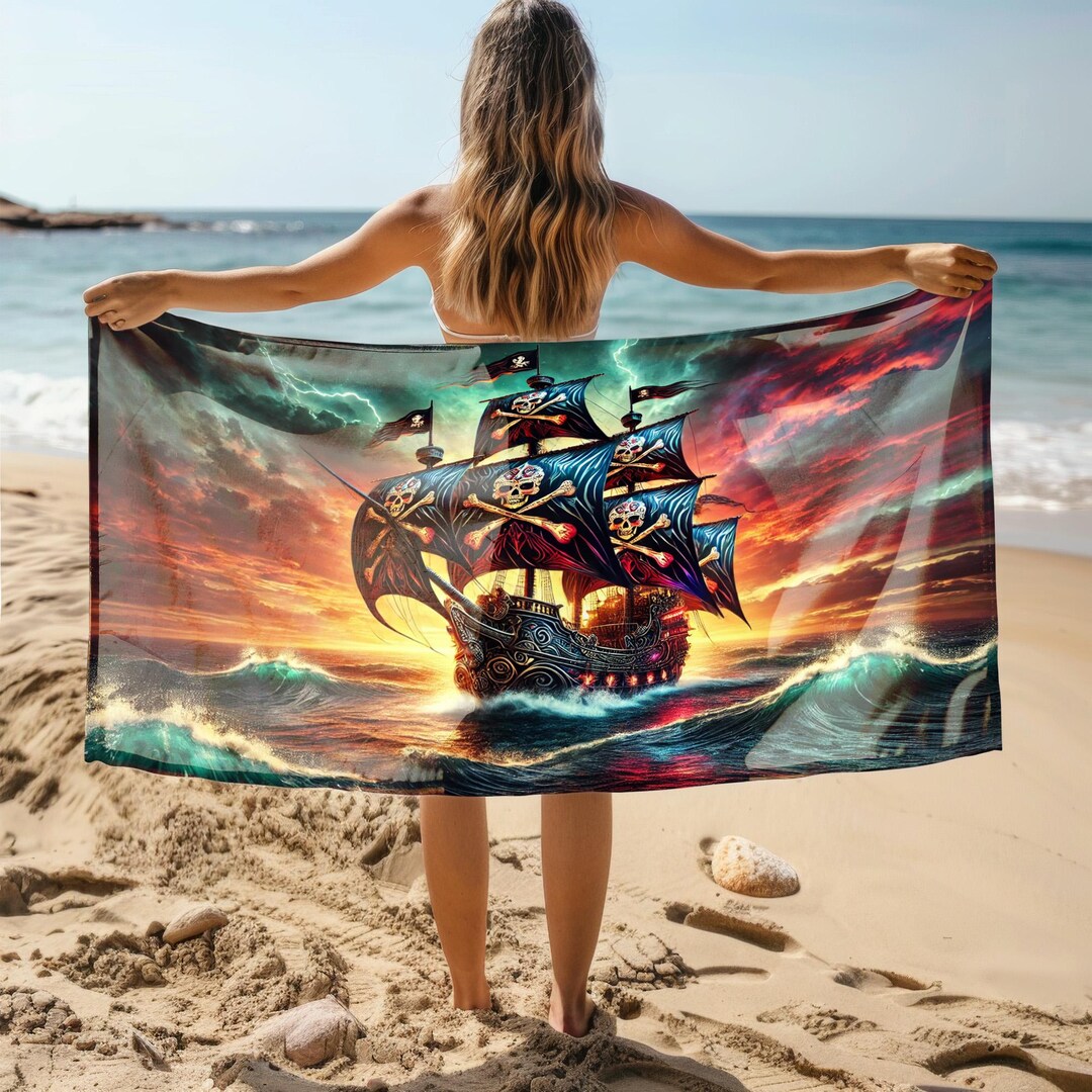 Pirate Ship Sand-free Quick-dry Microfiber Beach Towel – Large ...