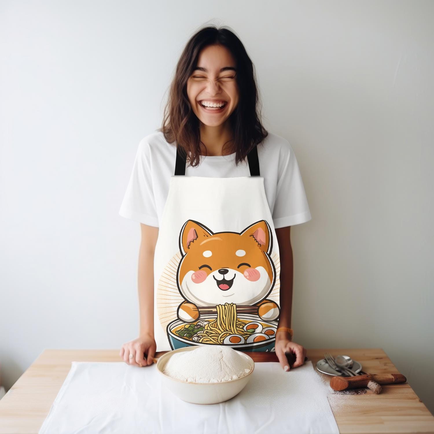 Cute Ramen Shiba Inu Apron - Fun Cooking Apron for Adults and Kids ...