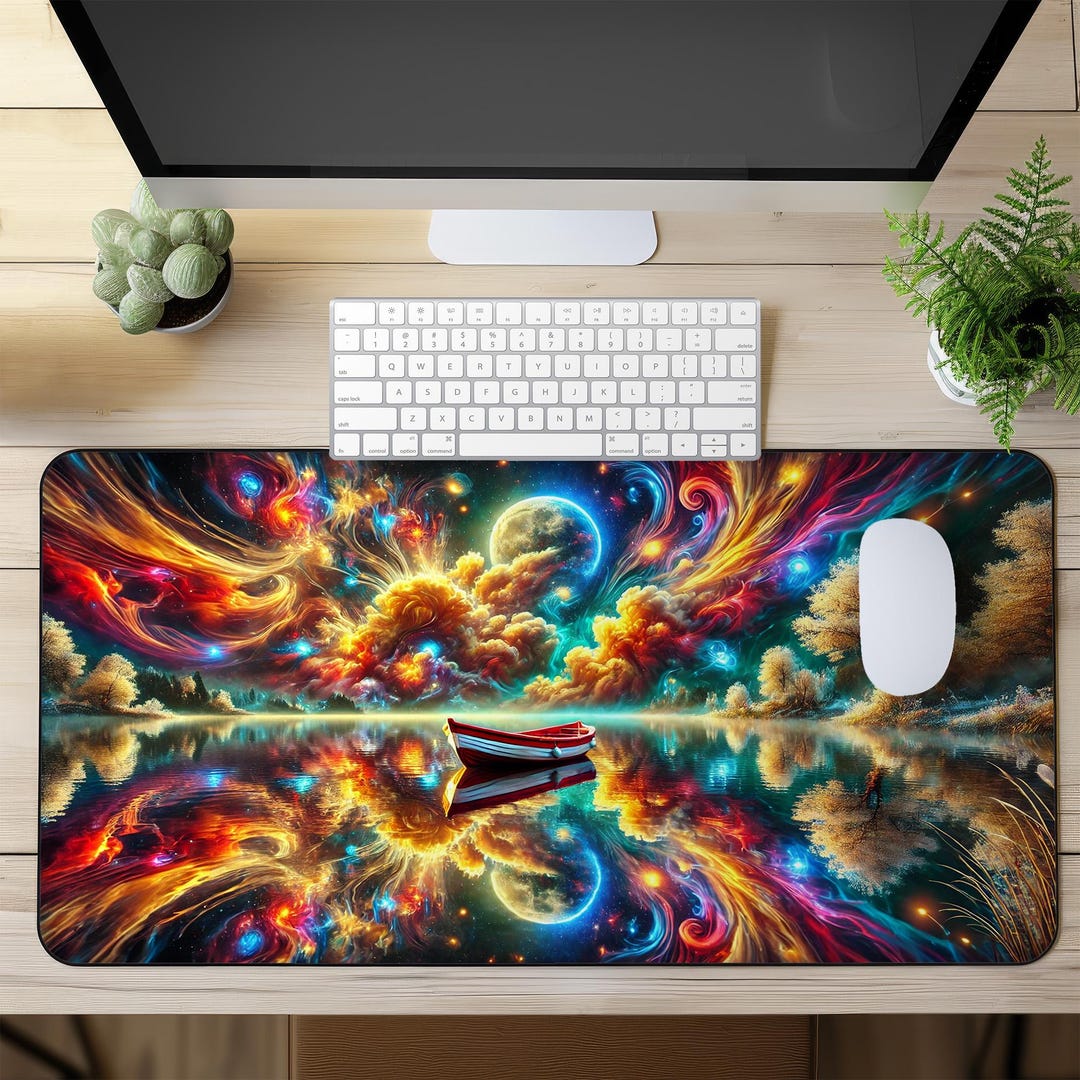 XXL Gaming Mouse Pad Desk Mat – Stunning Boat and Vibrant Sunset Design ...