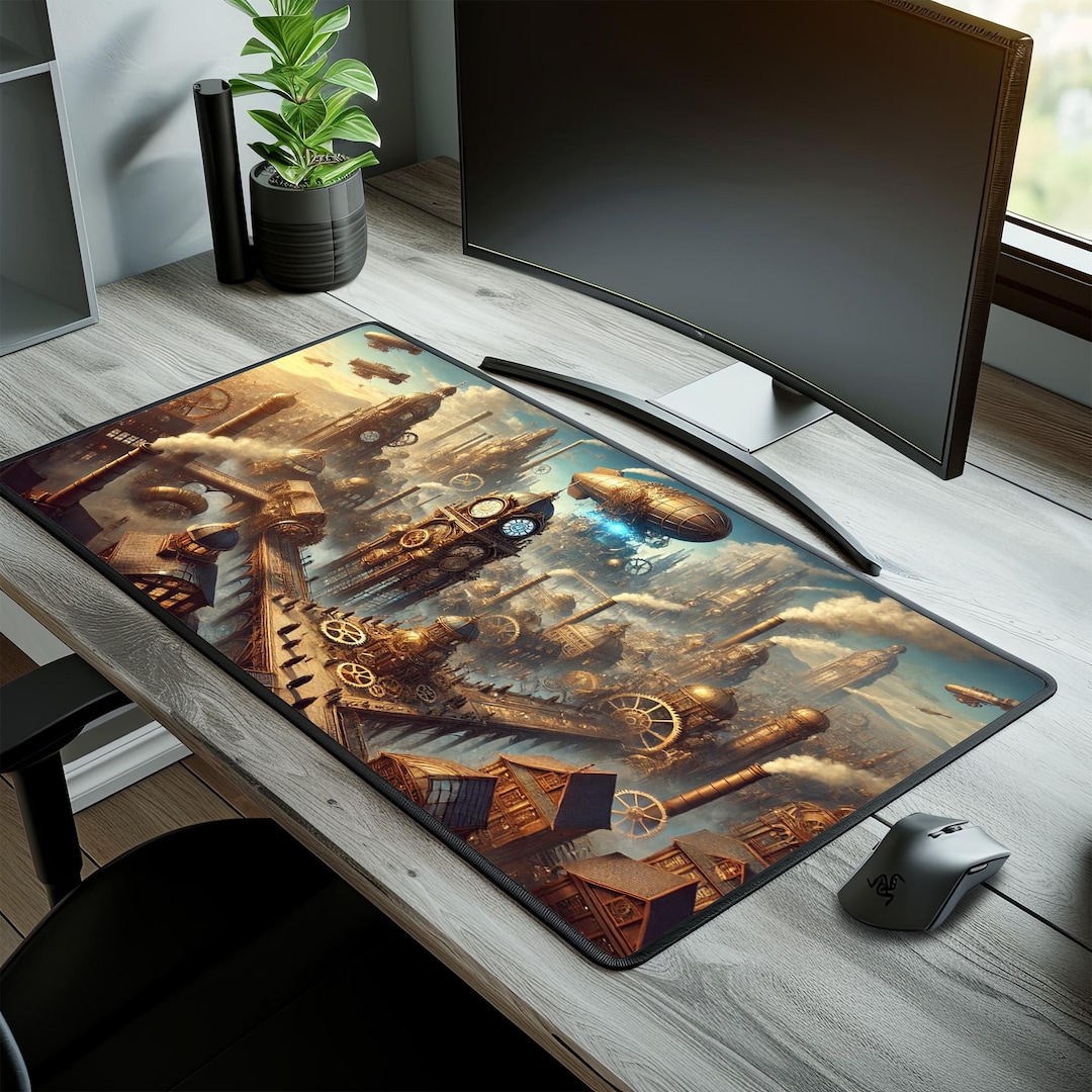 Steampunk Gaming Desk Mat XXL, Large Mousepad for PC, Big Gaming Mouse ...