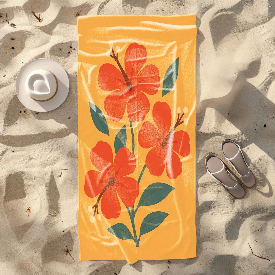 Tropical Hibiscus Microfiber Beach Towel – Quick Dry, Sand Free ...