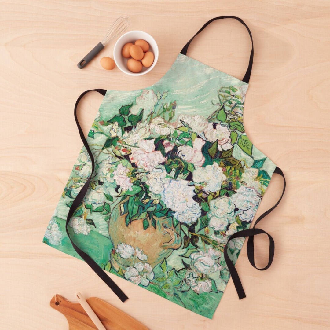 Kitchen Apron, Vincent Van Gogh, A Vase of Roses, Chef Cooking Apron ...