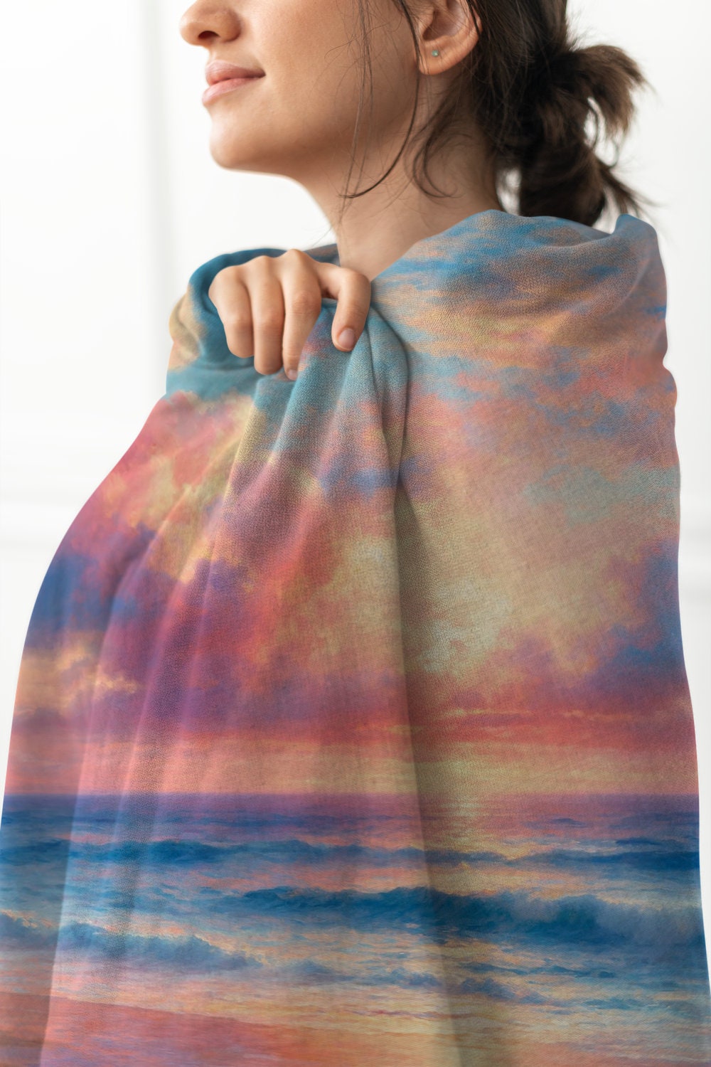 Sunset Beach Blanket - Vibrant Ocean and Sky Print - Cozy and Warm ...