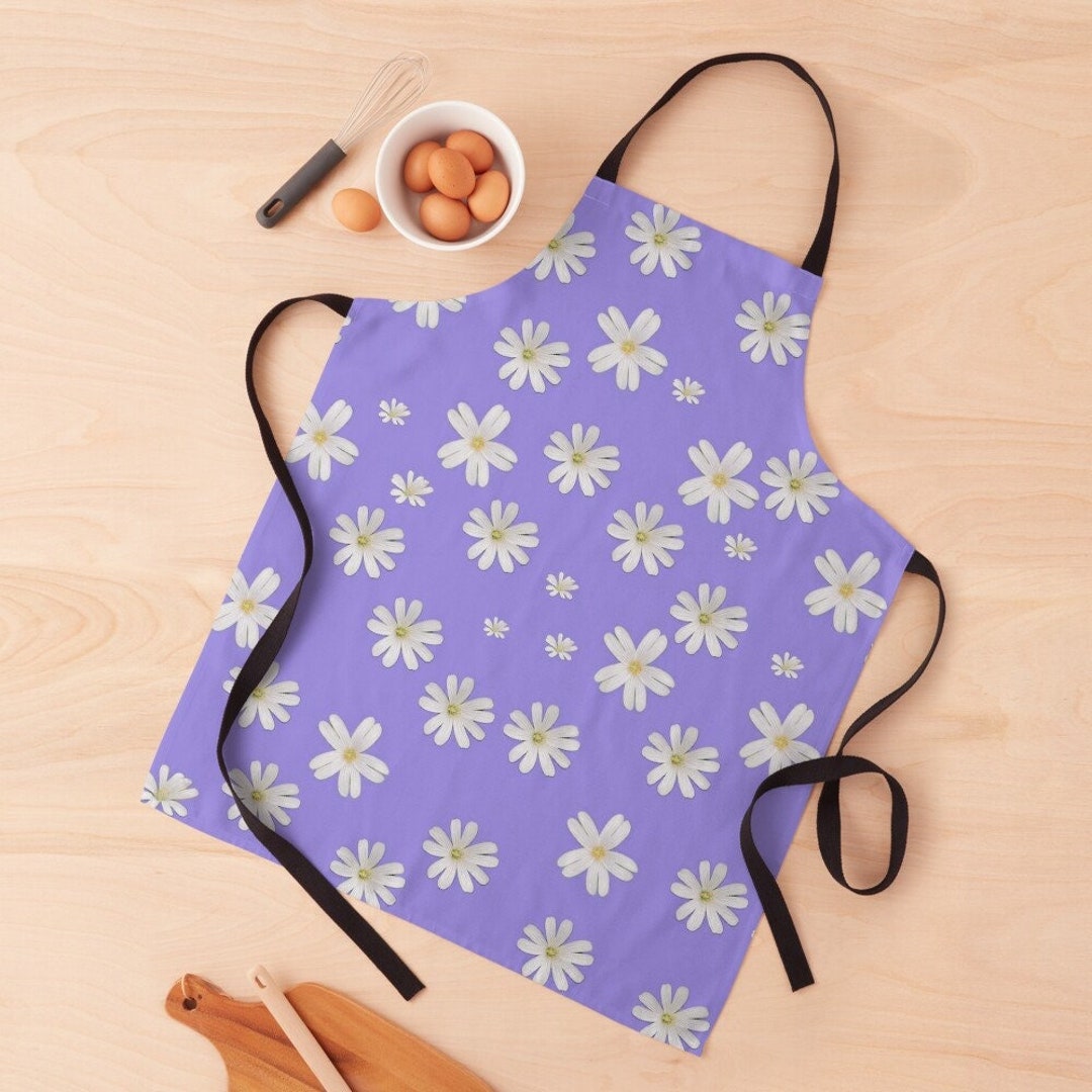 Purple Daisy Apron Floral Kitchen Wear, Charming Baking Accessory ...