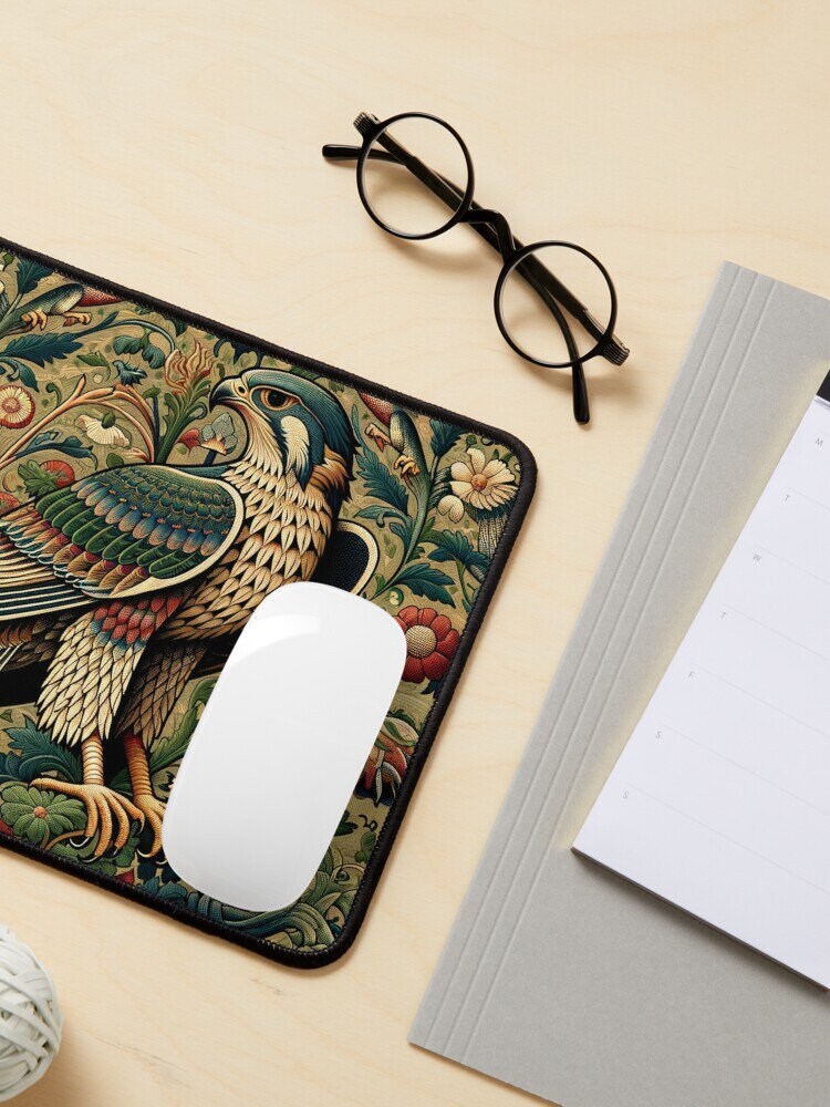 Vintage Falcon Mouse Pad, Ornate Bird Art Mouse Mat, Dark Academia ...