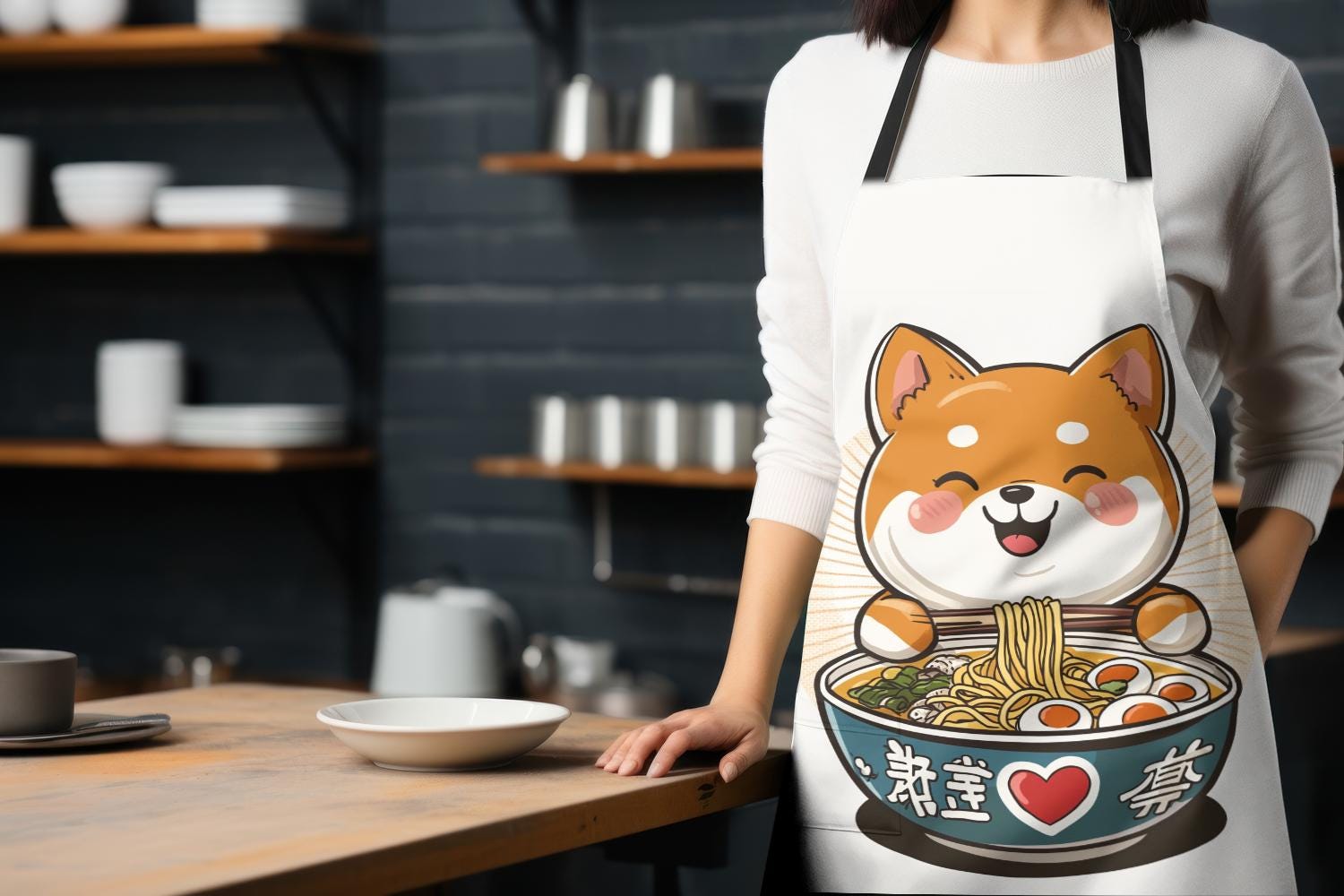 Cute Ramen Shiba Inu Apron - Fun Cooking Apron for Adults and Kids ...