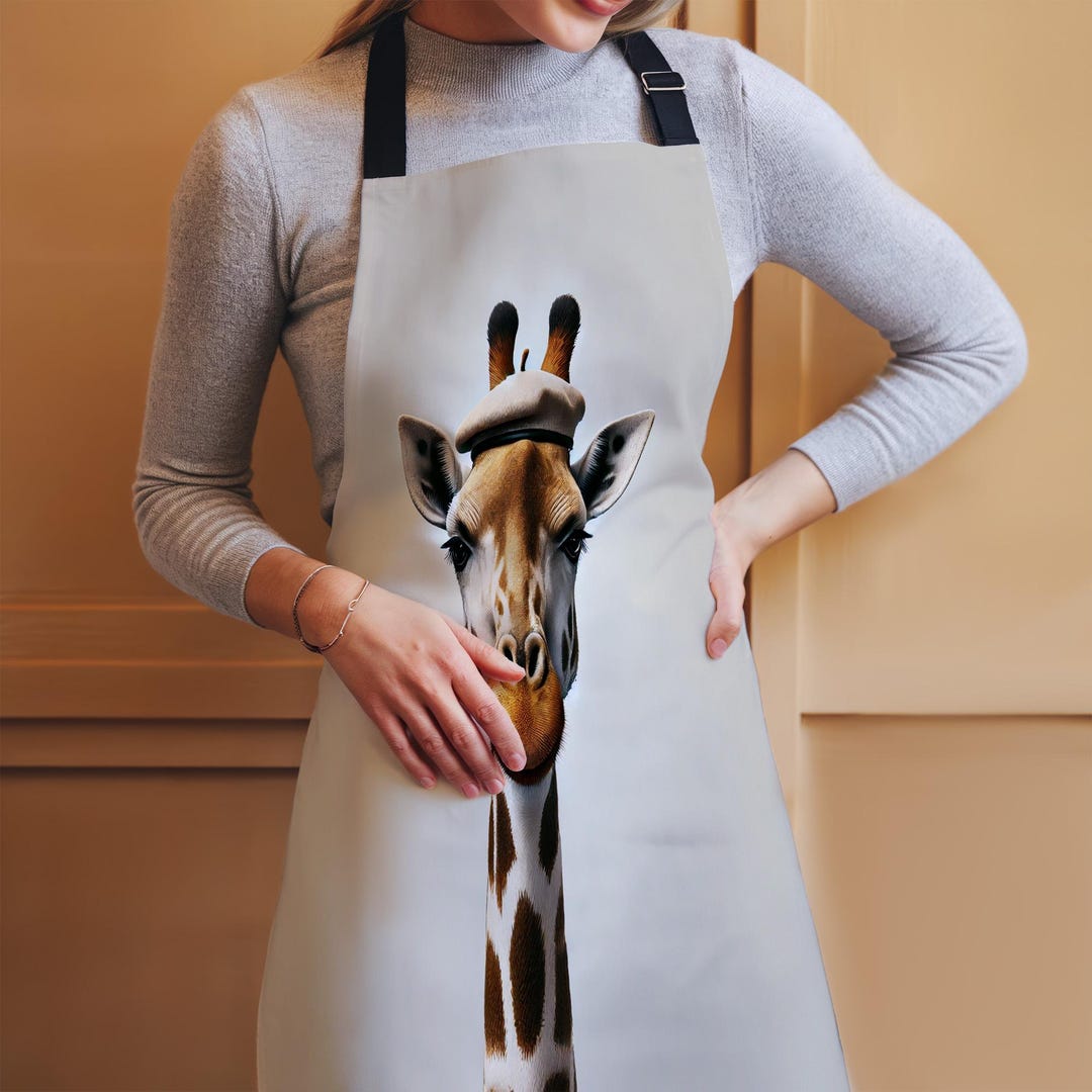 Funny Giraffe Chef Apron for Adults and Kids - Whimsical Giraffe in ...