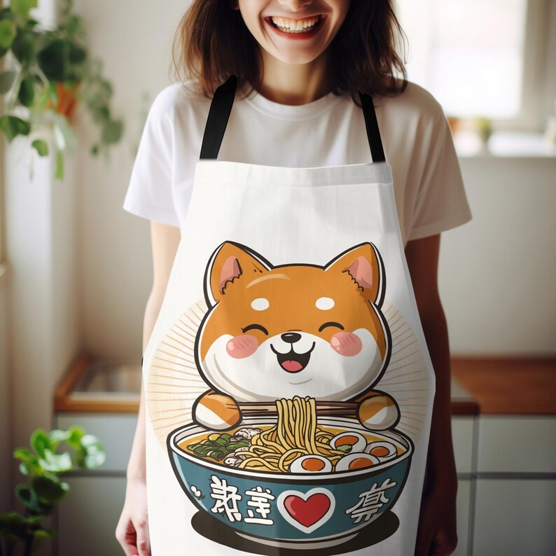 Cute Ramen Shiba Inu Apron - Fun Cooking Apron for Adults and Kids ...
