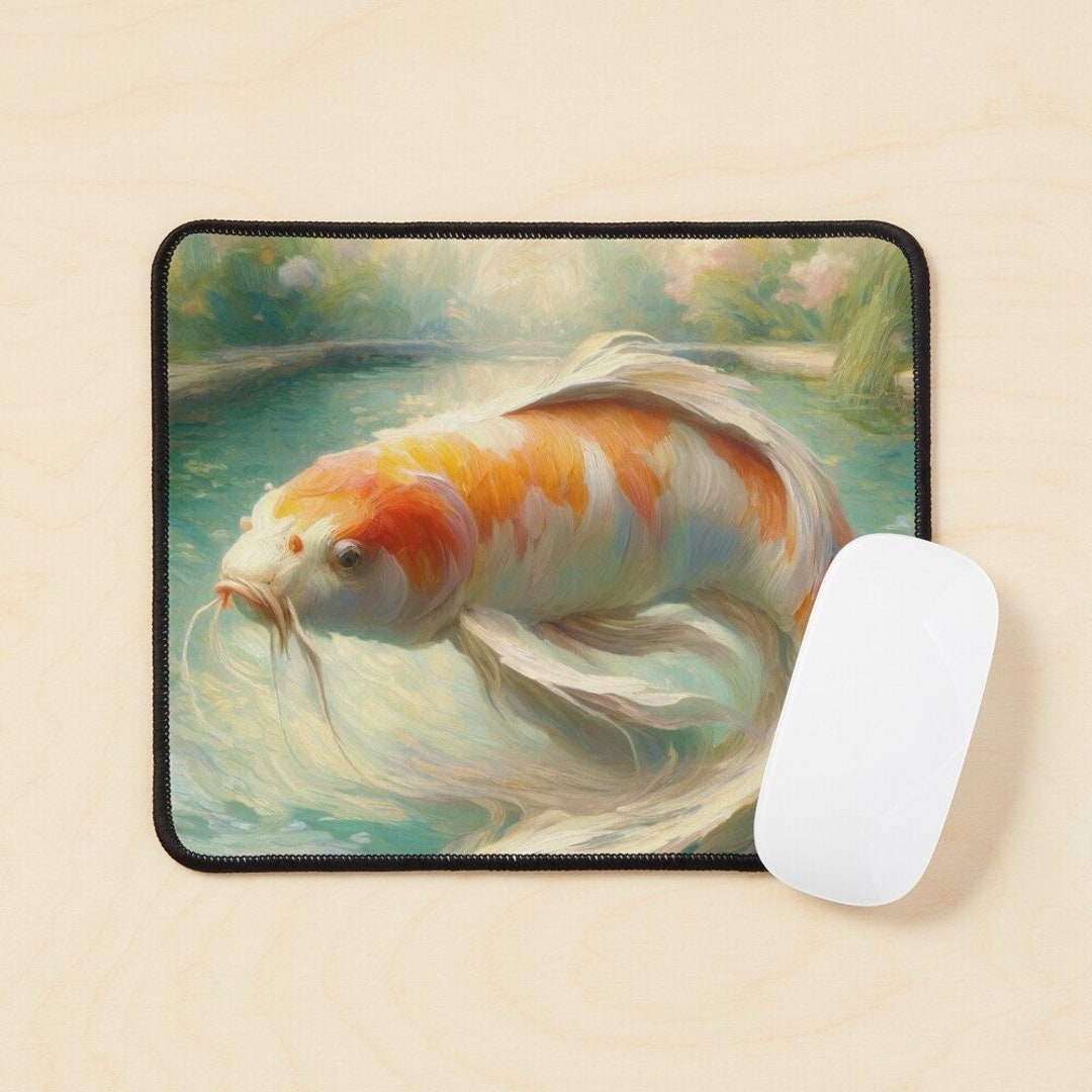 Vibrant Koi Fish Mouse Pad - Artistic Office Accessory, Smooth Surface ...