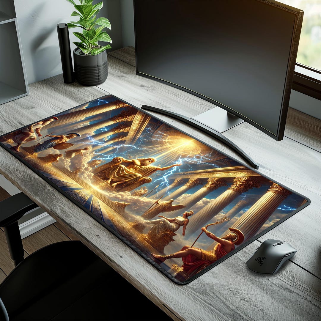 Greek Mythology Gaming Desk Mat - XXL Zeus Mousepad - Large Ancient ...