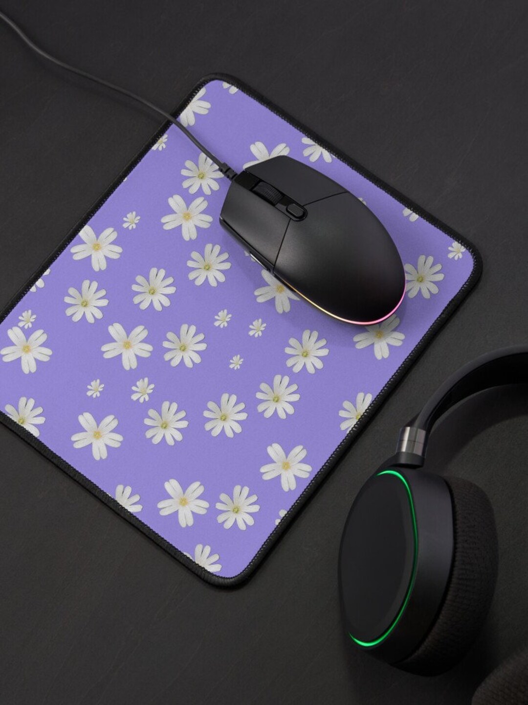 Charming Daisy Mouse Pad – Lavender Floral Design, Elegant Office ...