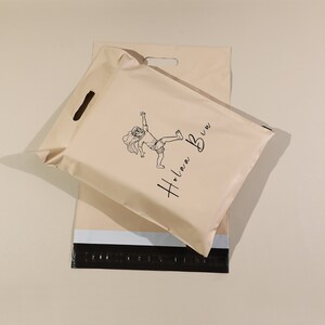 100 Custom Beige Matt Poly Mailers With Handle, Custom Handle Shipping ...