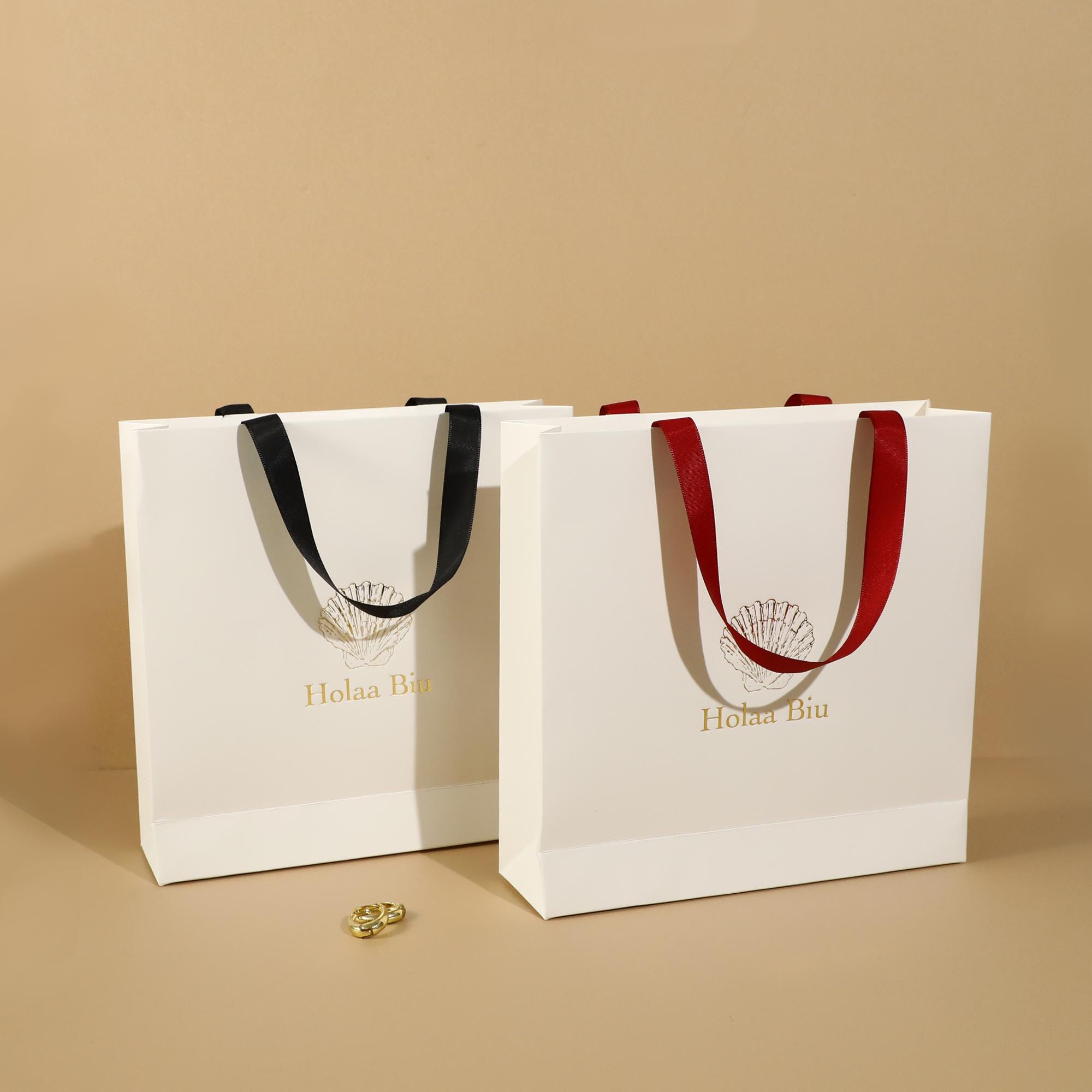 Custom White Paper Gift Bags, Eco-friendly Shopping Bags for Weddings ...