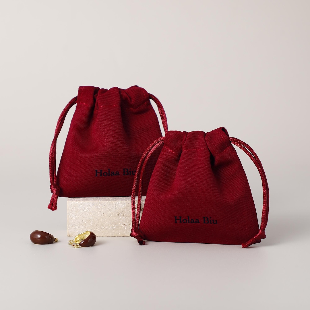 100 Custom Cotton Drawstring Jewelry Bags - Personalized Logo Packaging ...