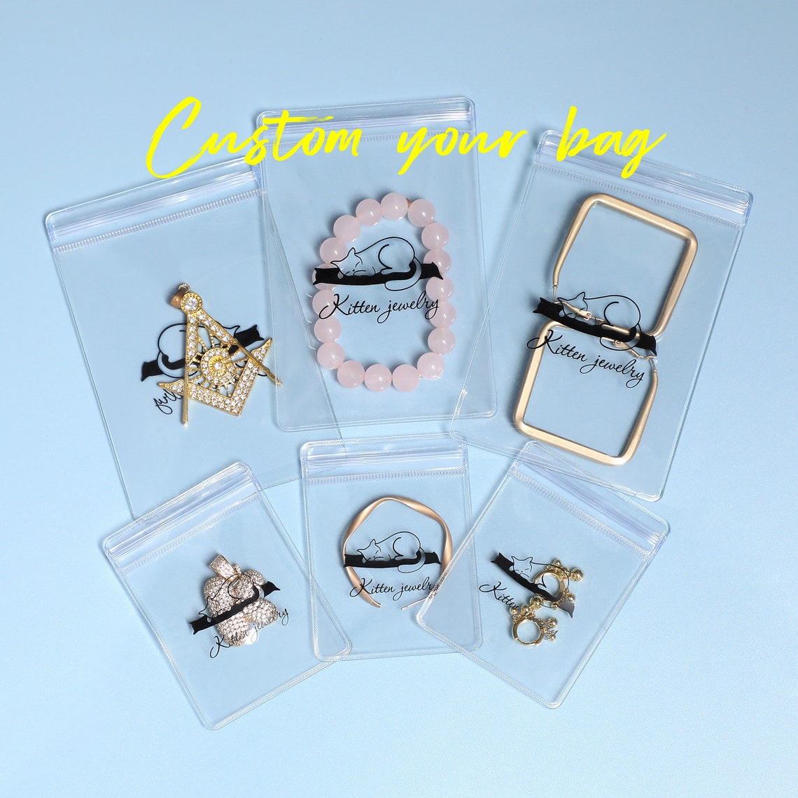 100 Custom Jewelry Pouch Pvc Transparent Ziplock - Etsy