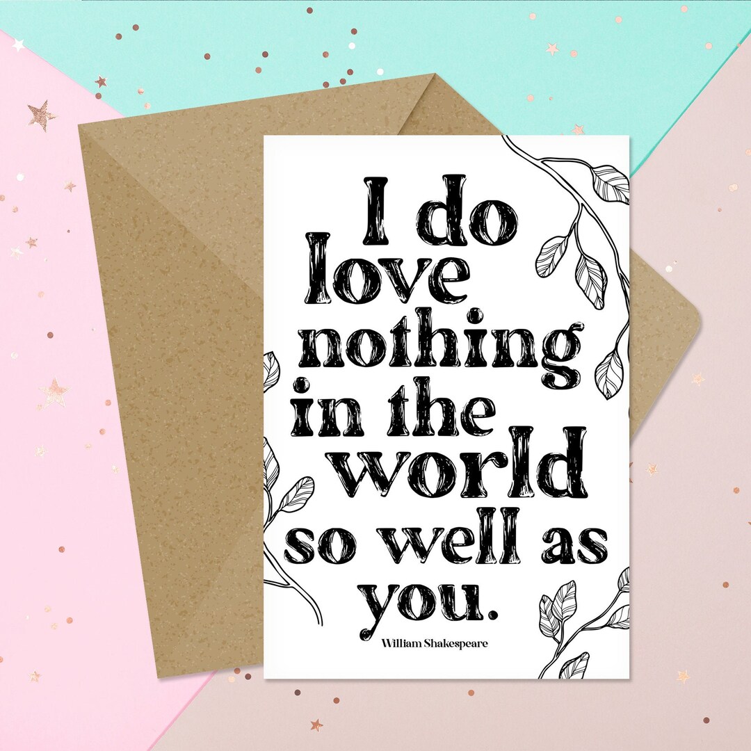 Shakespeare Valentine's Day Card / I Do Love Nothing in - Etsy