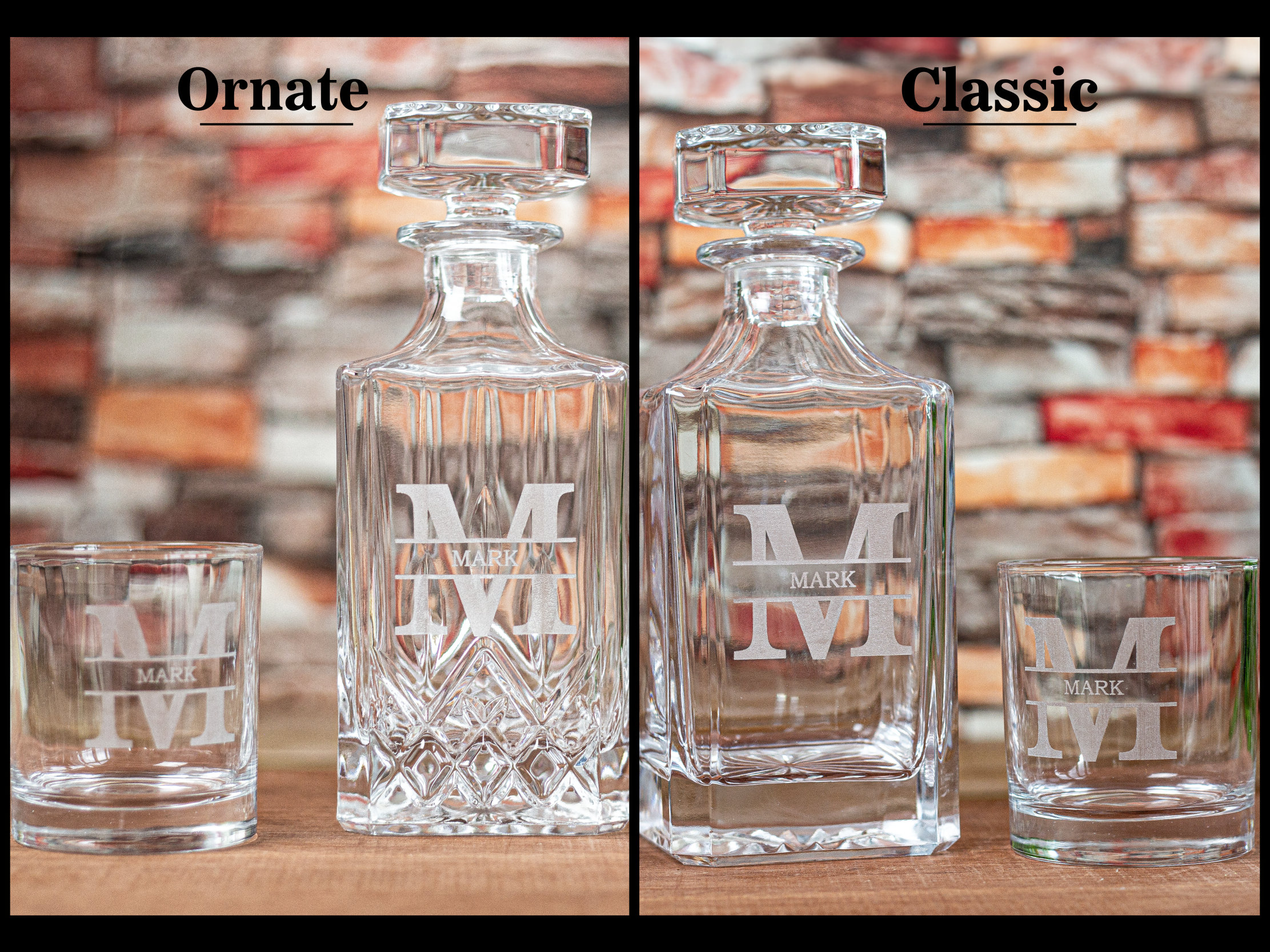 Personalized Whiskey Decanter Set, Engraved Glass With Wooden Box - Etsy