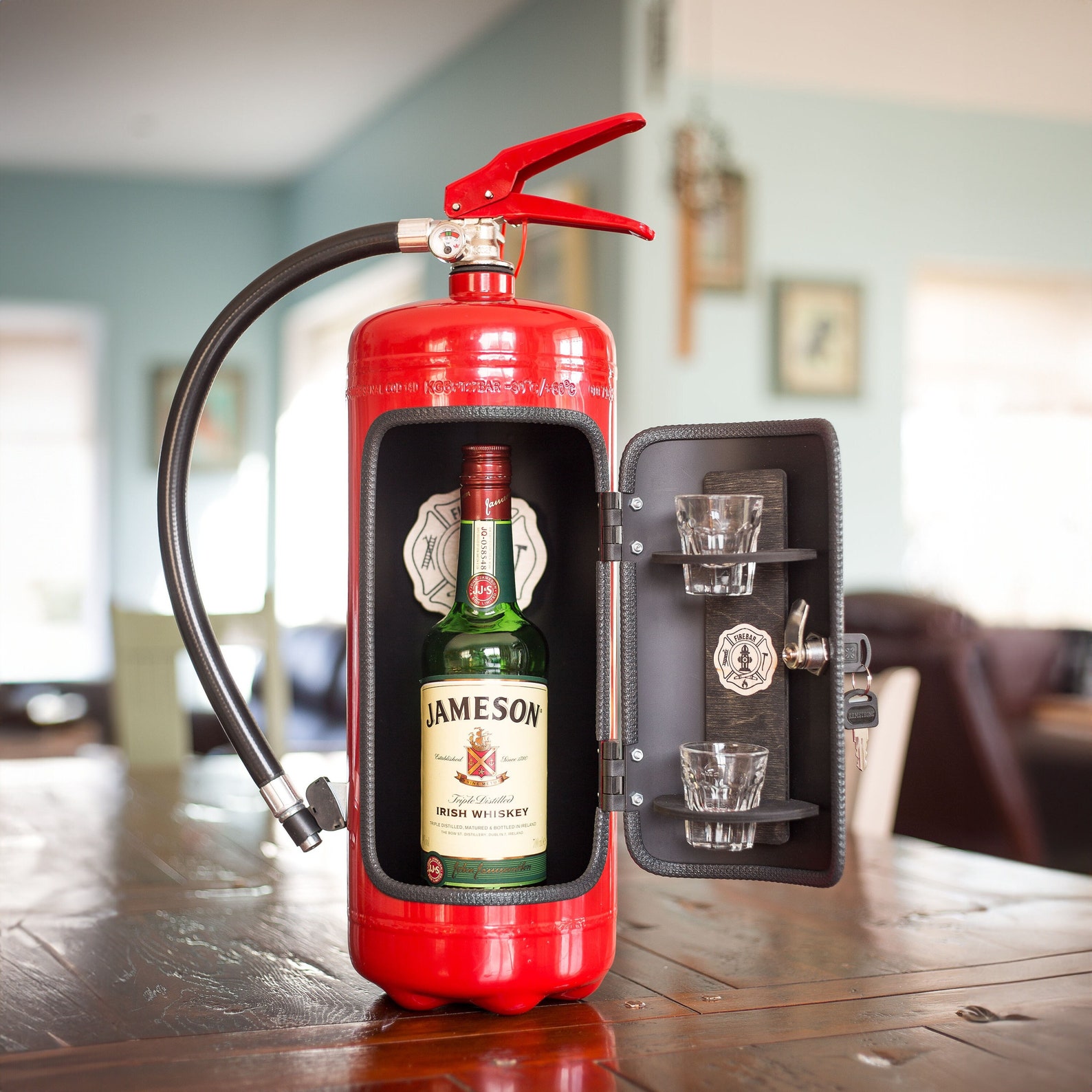 Personalized Fire Extinguisher Mini Bar: Whiskey Gift for Firefighter ...