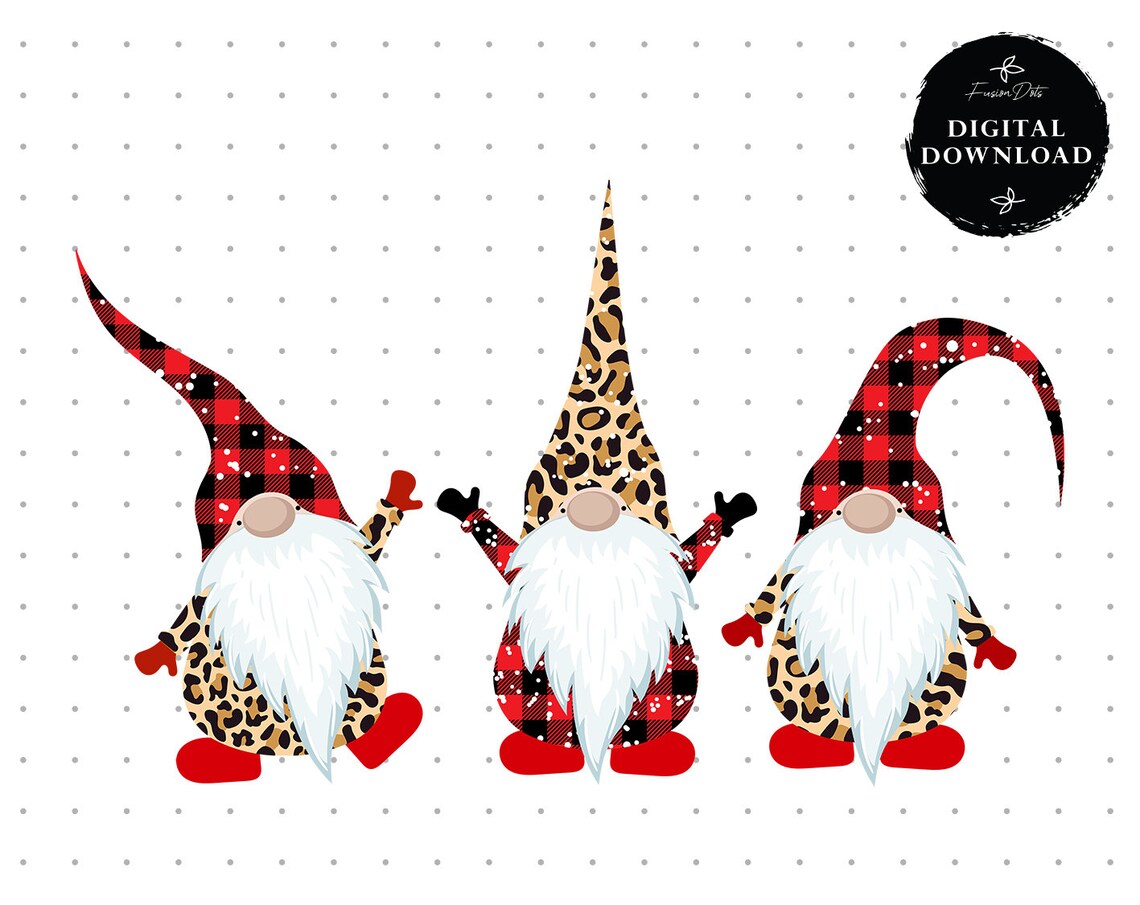 Christmas Gnomes Clipart Merry Christmas Clipart Cute | Etsy