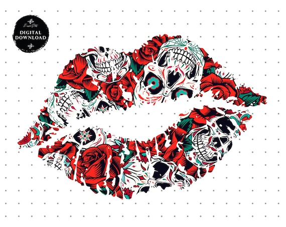 Skull Clipart Lips Skull Tattoo Lips Skull Pattern Clipart - Etsy