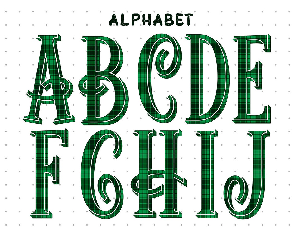 Green Tartan Check Plaid Sublimation Alphabet Alphabet - Etsy