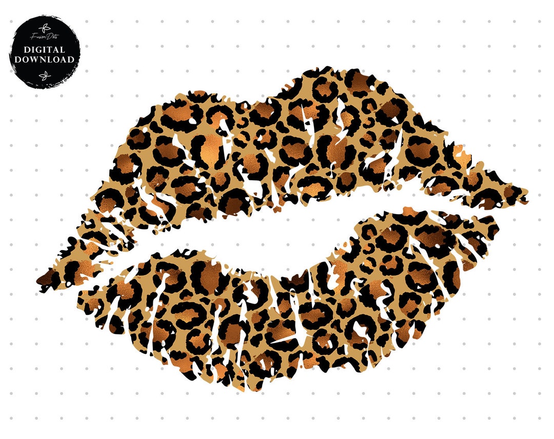 Leopard Print Lips Clipart Leopard Sublimation, Glitter Leopard Lips ...