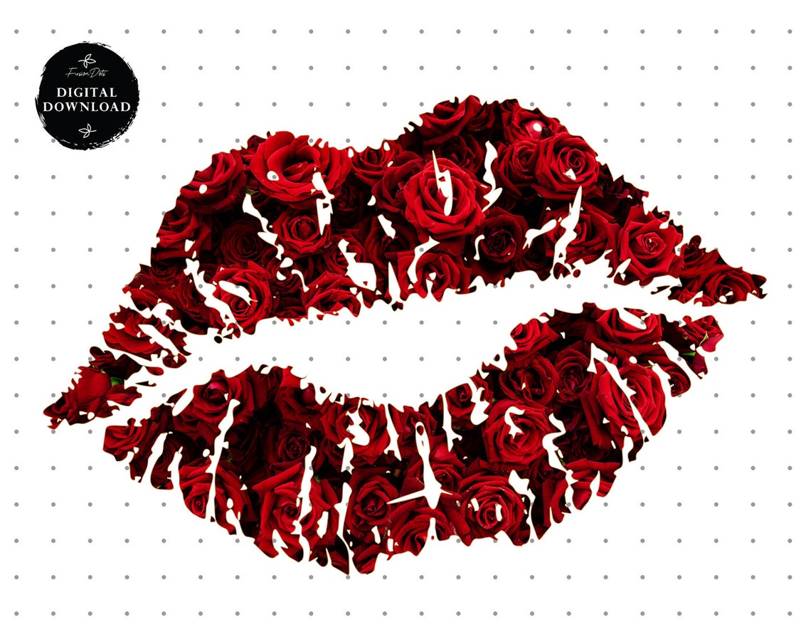 Red Roses Lips Clip Art Png Clipart Roses Pattern Lips - Etsy