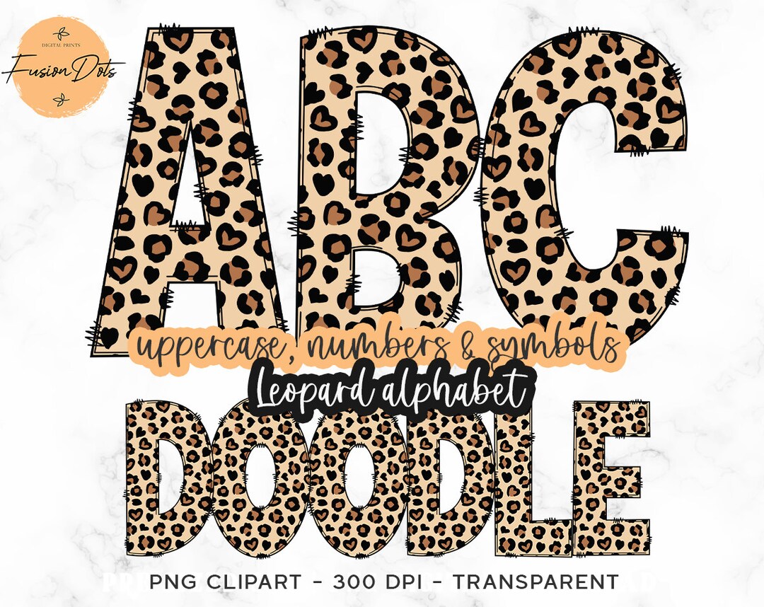 Leopard Doodle Alphabet PNG Clipart, Animal Print Font (digital ...